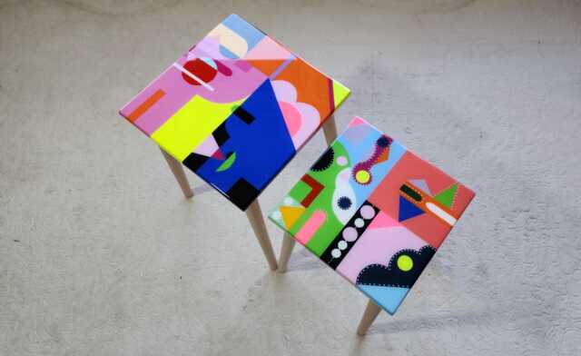 Small Unique Acrylic Eclectic Resin Side Coffee Tables, Abstract ...