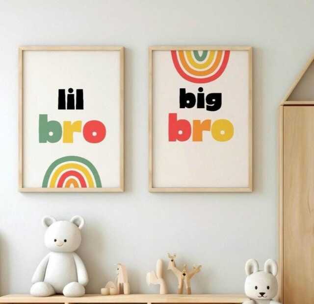 Brother Rainbow Wall Art - Brothers Brotherhood Kids Poster Colourful ...