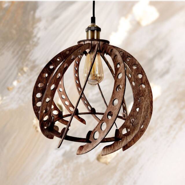 Wooden Lamp - Handmade Wood Pendant Light Ceiling Shade Chandelier ...