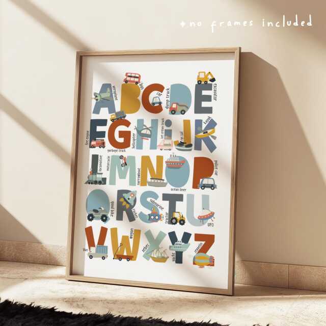 Transport Vehicle Alphabet Print, Scandi Vehicles Educational Poster ...