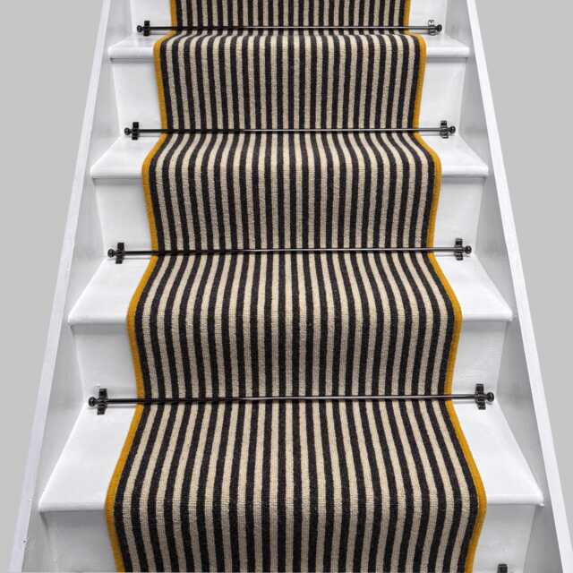 Stripe Quality Wool Stair Runner Loop Pile With 100% Yellow Edge by ...