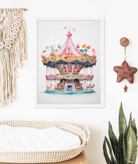 Carousel Nursery Decor, Girls Prints, Wall Art, Merry Go Round Animals, Horse by Etsy | ufurnish.com