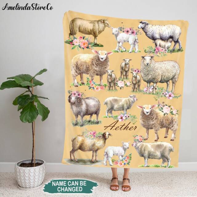 Personalized Sheep & Lamp Blanket, Farm Family Animal Baby by Etsy ...