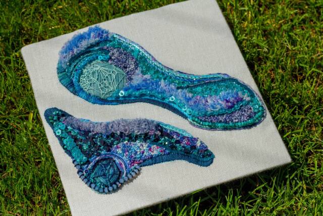 Sea Pebble Hand Embroidered Blue Wall Piece by Etsy | ufurnish.com
