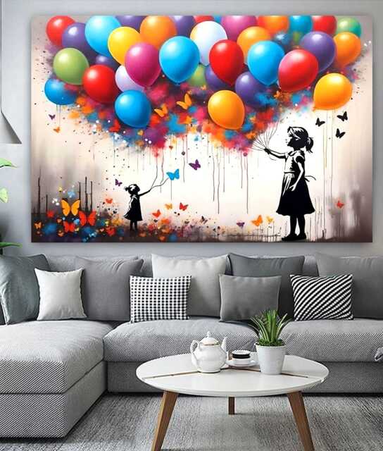 Banksy Style Graffiti Art Print Mum & Daughter With Balloons by Etsy ...