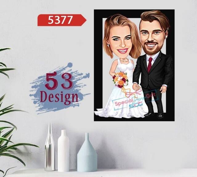 Personalized Married Couple Cartoon Wooden Wall Art, Caricature Portrait, Couple, Couples ...