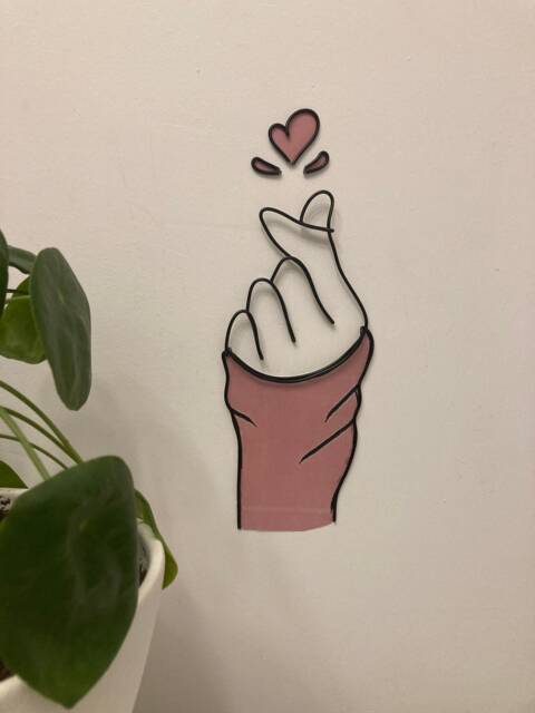 Korean Finger Heart Wire Wall Art, Figer Heart, Decor, Living Room ...