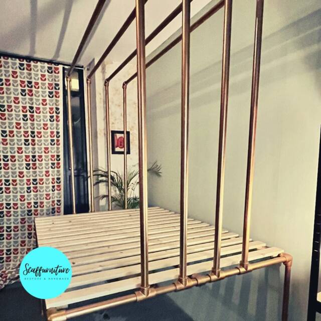 Guanacaste - Bespoke Scaffold Copper Bed Frame Industrial Metal Tubes ...