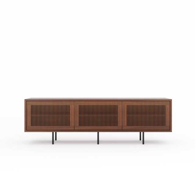 Walnut Sideboard Tv Stand With Three Slatted Doors in Mid Century ...