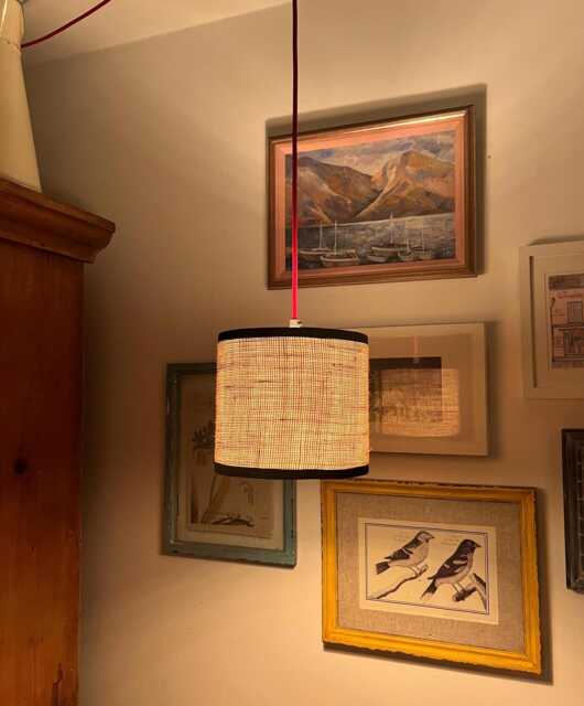Plug-In Pendant Lights With Handmade Hessian Shade & Piping Trim ...