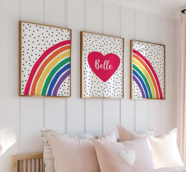 Bright Rainbow Prints, Colourful Wall Art, Baby Room Design, Girl & Boy ...
