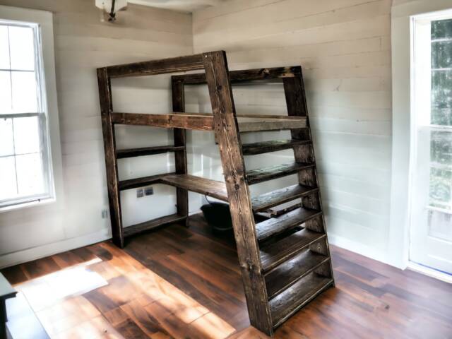 Bespoke Bunk Bed & Desk - Reclaimed Scaffold Board Wood, Sustainably ...