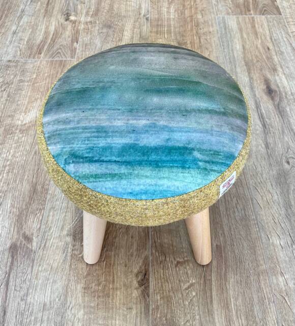 Sandy Beach Velvet & Harris Tweed Small Footstool by Etsy | ufurnish.com