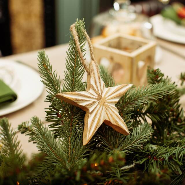 Natural Wood Whitewashed Star Christmas Tree Decoration - Winter ...