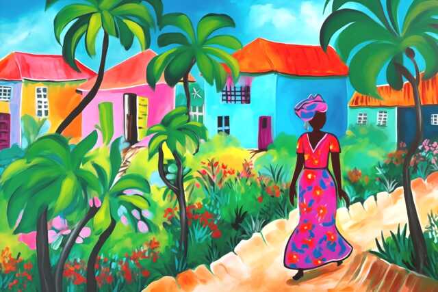 Grenada Painting Of Lady Walking Caribbean Art Print Dominica Island by ...