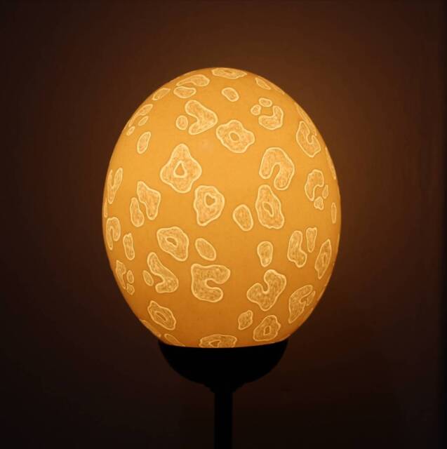 Leopard Spots Hand Carved On An Authentic Ostrich Egg Shell. Animal ...