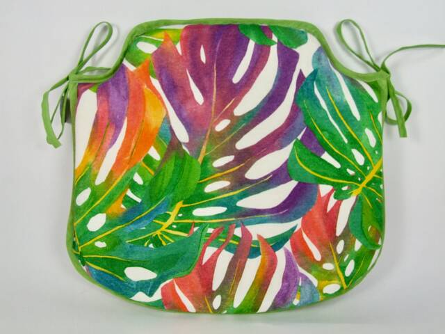 Tropical Leaves Small Spindle Back Tie-On Seat Pads Dining/Patio/Garden ...