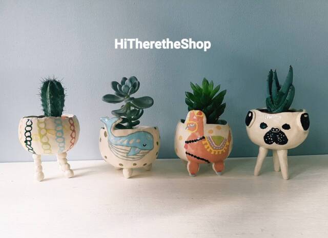 The Very Fun Collection 2 - Ceramic Handmade, Succulent Pot, Small ...