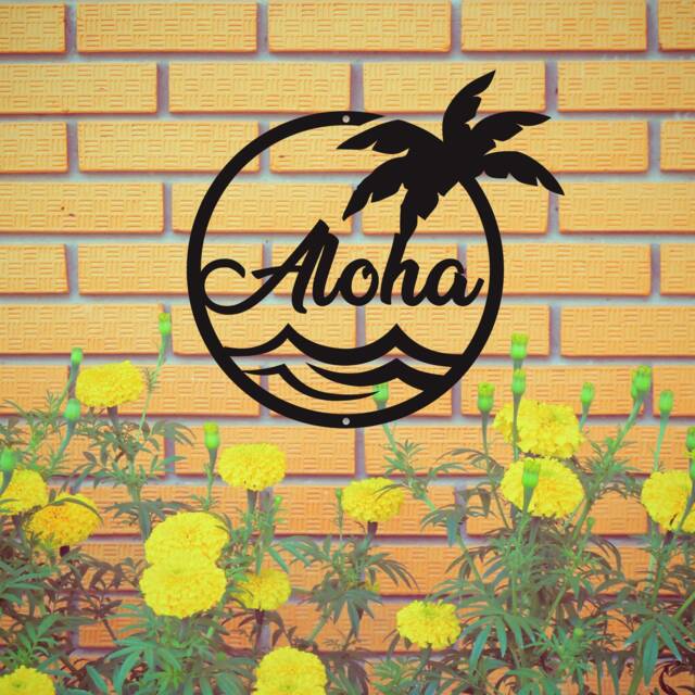 Metal Wall Art Decor - Hawaii Aloha Sign, Custom Hanging Personalized ...