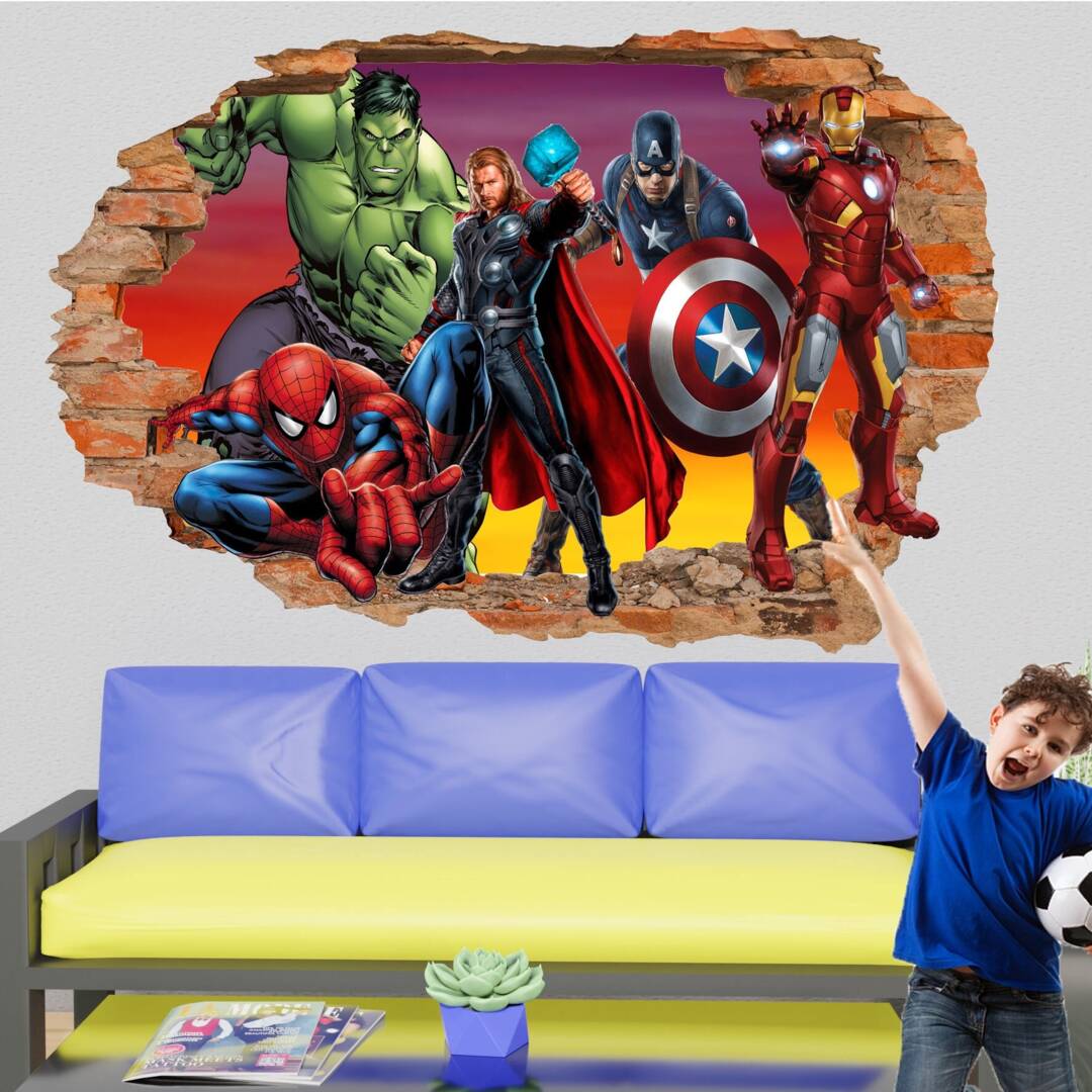 Spiderman Canvas Wall Art Avengers Spiderman Hulk Wall Stickers – 3D ...