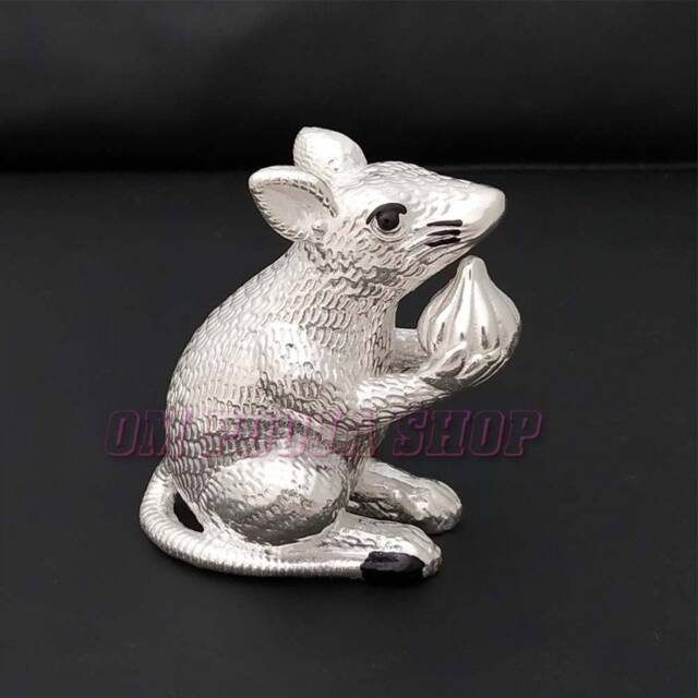 Mushakraj Rat 925 Pure Silver Idol For Puja, Mouse Statue Ganpati Puja ...