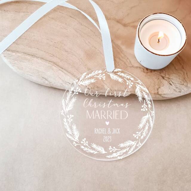 Personalised First Christmas As Mr & Mrs, Married, 1st Married Bauble ...