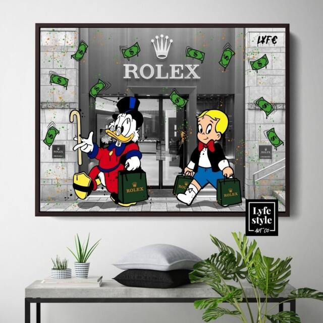 Scrooge Mcduck X Richie Rich Watch Art - Canvas Alec Monopoly Inspired ...