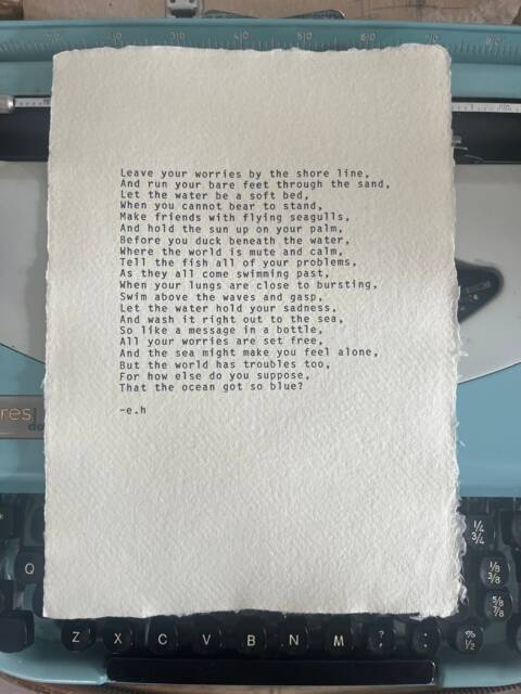 A5 E.h Typewriter Poem Print, Poetry Quote, Wall Decor, Art, Poster by ...