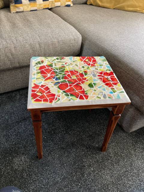 Mosaic Poppy Side Table, Coffee Beautiful Glazed Ceramic Tiles ...
