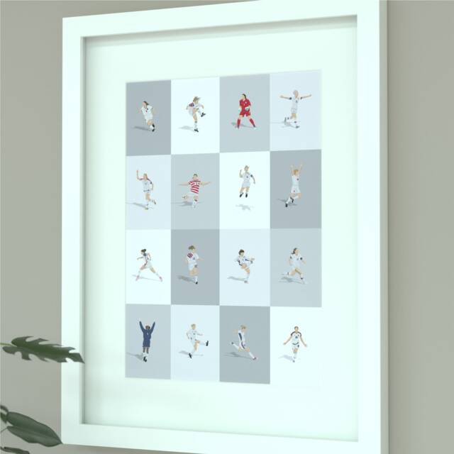 Usa Women's National Team Football Soccer Legends Illustrated Art Print ...