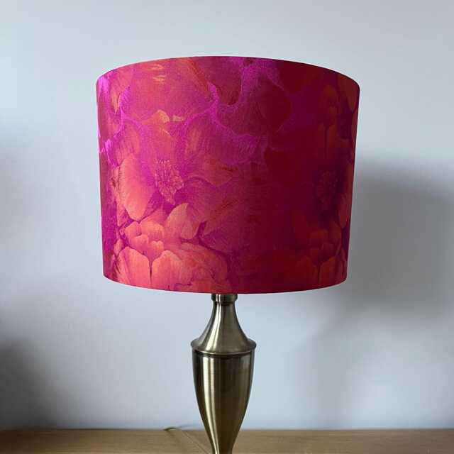 Cerise Pink & Orange, Floral Vintage Style Drum Lampshade. Handmade by ...