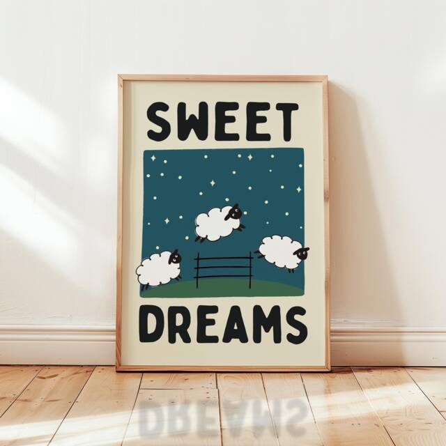 Sweet Dreams Sheep Art Print, Kids Nursery Bedroom Decor, Childrens ...