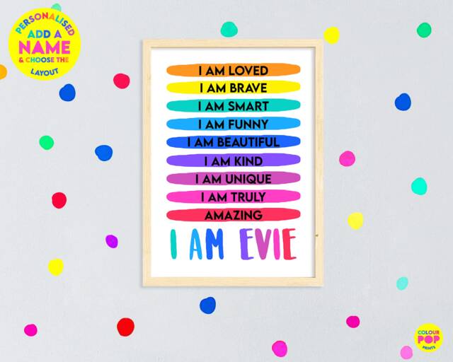 Personalised Name Affirmation Print - Inspirational Wall Art Positive ...