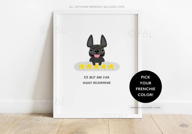 Five Star Dad French Bulldog Print, Dog Decor, Gifts, Frenchie Father's ...