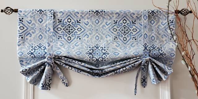 Tie Up Valance Fully Lined/Shade/Kitchen Curtain Covington Becca Denim ...