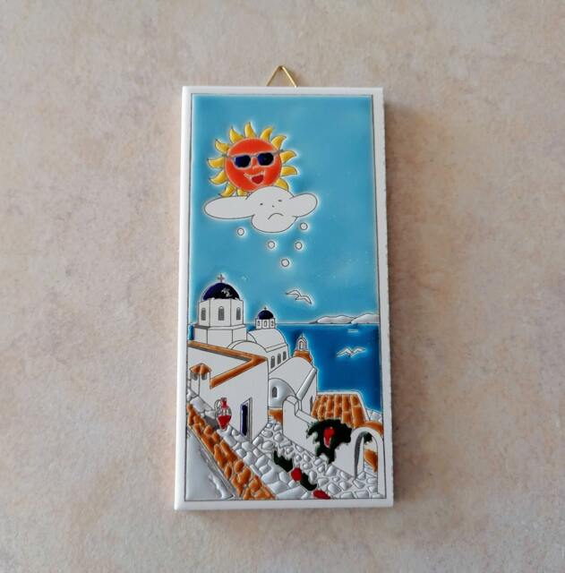 Ceramic Art Tile, Greek Handmade, Hand Painted in Relief Wall Hanging ...