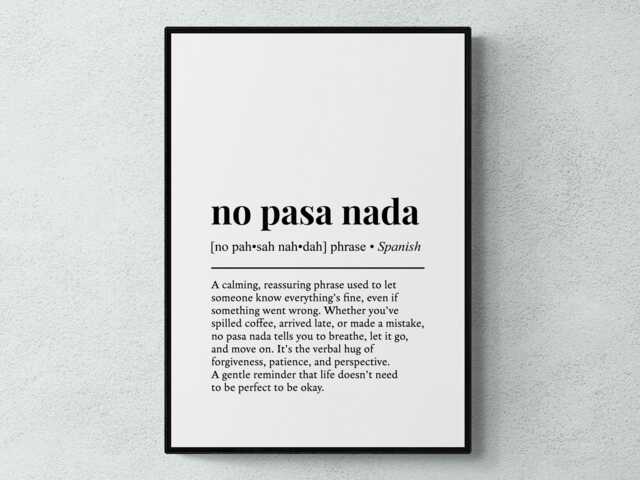 No Pasa Nada Spanish Definition Spain Gift Wall Art Print by Etsy ...