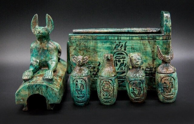 Canopic Jars Box. Unique & More Than Wonderful Of Natural Stone Hand ...