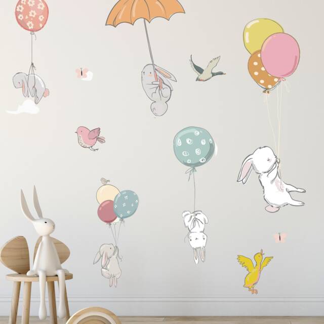 Rabbit Flies Away V288 Wall Sticker Set Kindergarten Wall Children's ...