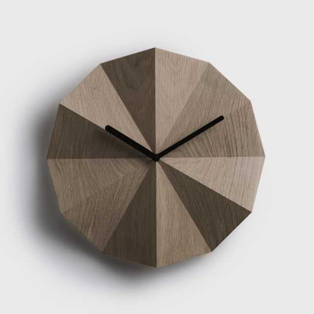 Delta Clock Smoked Oak Minimalist Wooden Wall Clock Modern Home Office ...