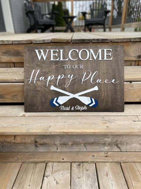 Lake House Welcome Sign, Custom Wood Cottage Sign With Oars, Wall Decor ...