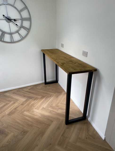 Industrial Wooden Breakfast Bar Table With Steel Legs Multiple Heights ...