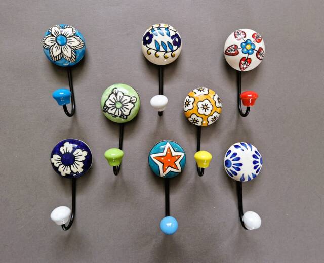 Medium Colorful Vintage Hangers Ceramic Wall Hook Hanger by Etsy ...