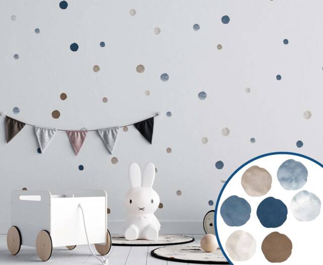 Blue & Brown Polka Dot Wall Decals - Nursery Decor by Etsy | ufurnish.com