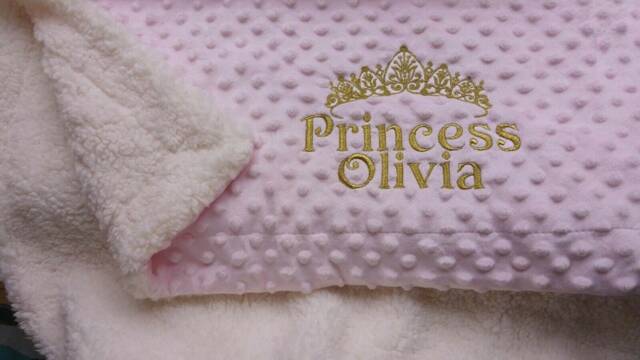 Crown Dimple Sherpa Backed Princess Tiara Personalised Embroidered Baby ...