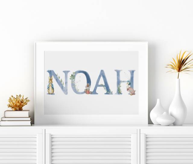 Peter Rabbit Nursery Print - Personalised New Baby Gift New-Born ...