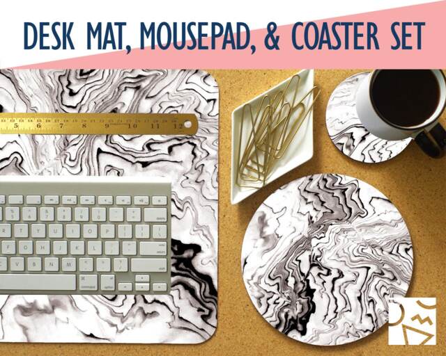 Suminagashi Print Desk Mat, Mouse Pad & Coaster Set by Etsy | ufurnish.com