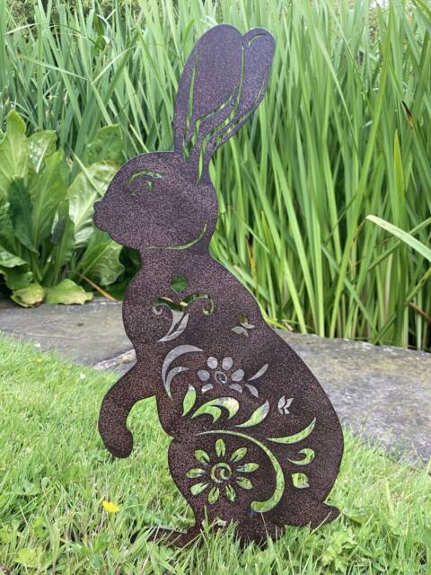 Metal Rabbit/Hare Silhouette Garden Art Stake Spike Ornament by Etsy ...