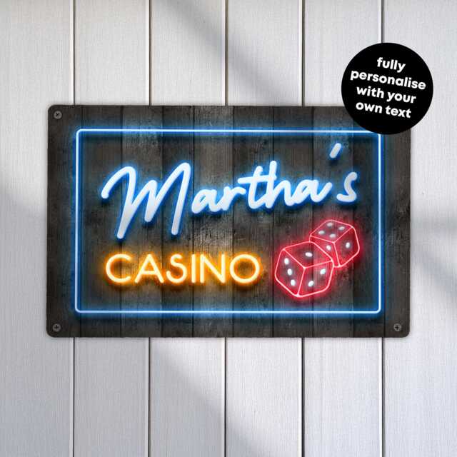 Family Name Casino Sign Personalised Blackjack Card Room Decor Neon ...