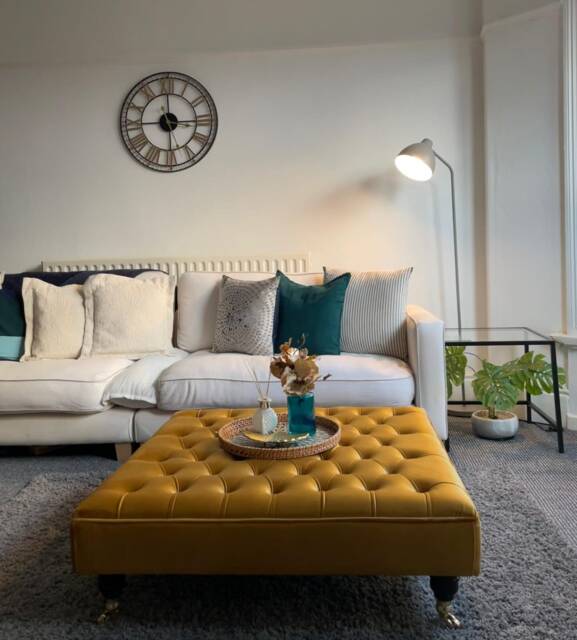 Brand New Mustard Plush Velvet Footstool/Coffee Table, Made To Order by ...